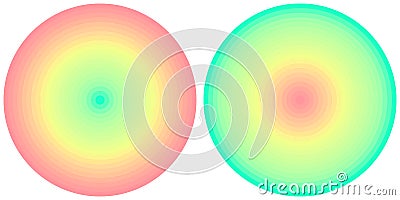 Set Of 2 Bright Abstract Iridescent Radial Gradient Circles Isolated On ...