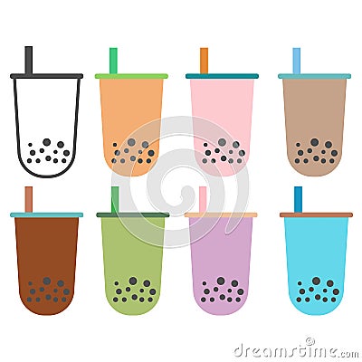 Set Bubble Tea On White Background. Bubble Tea Sign. Flat Style. Bubble ...
