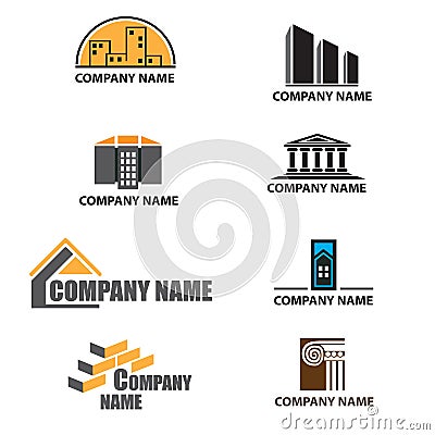 Set Of Building Company Logos Cartoon Vector | CartoonDealer.com #8438677