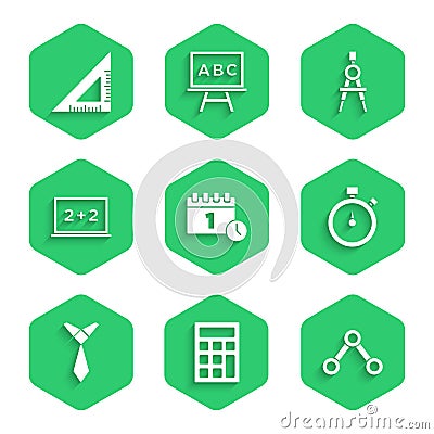 Set Calendar First September Date, Calculator, Molecule, Stopwatch, Tie ...