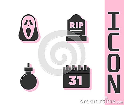 Set Calendar With Halloween, Funny And Scary Ghost Mask, Bomb Ready To ...
