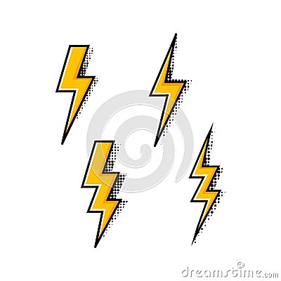 Set Of Cartoon Lighting Comic Design Isolated Vector Illustration ...