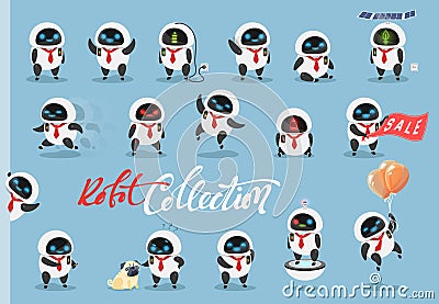 Set Character Robot Android. Characters Cartoon In Flat Style With ...