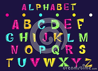 Set Of Cheerful Letters Of The English Alphabet Vector Illustration ...