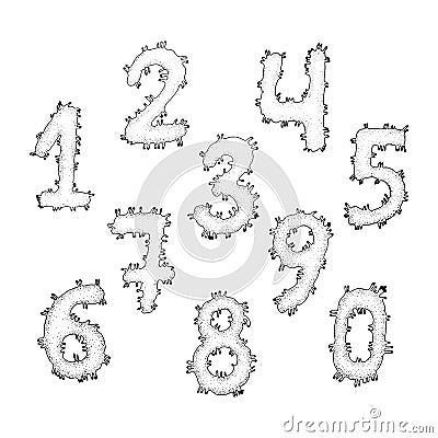 Set Of Chicken, Viral Numbers. Hand-drawn Style. Hand-drawn. Vector Set ...