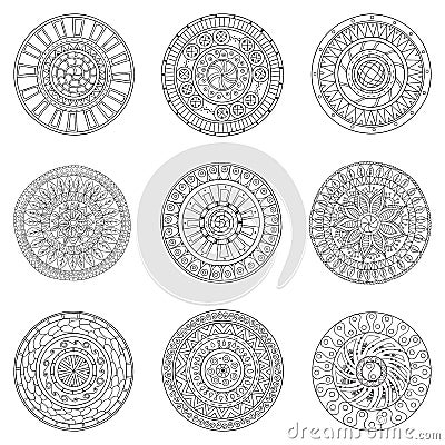 Set of Geometryc and Floral Linear Monogram Design. Line Art Elements ...