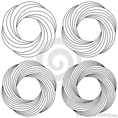 Set Circular Flower Pattern Swirling Finer Lines Vector Ring Template ...