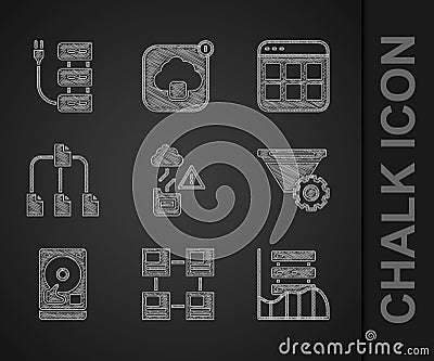 Set Cloud Technology Data Transfer, Hierarchy Organogram Chart, Server, Data, Web Hosting ...