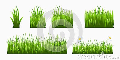 Set Of Clumps Of Grass. Fragments Of Green Grass Cartoon Vector ...