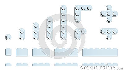 Set Of Colored Building Bricks In Various Lengths With Rounded Corners ...