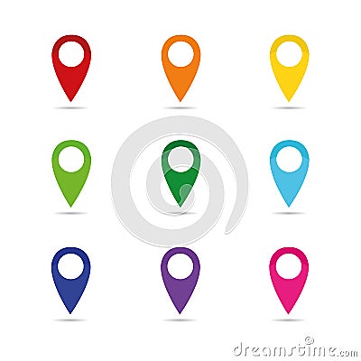 Set Colorful Map Pointer Location Pin Icon Marker Flag Symbol Vector Illustration ...