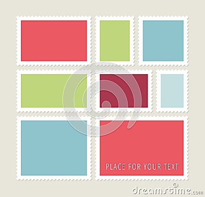 Set Of Colorful Postage Stamps Vector Illustration | CartoonDealer.com ...