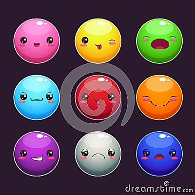 Set Of Colorful Round Characters Stock Illustration - Image: 57701545
