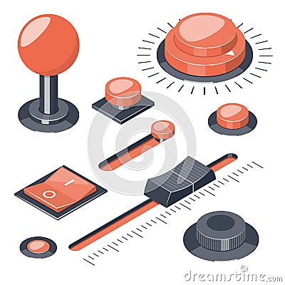 Set Of 3D Buttons Switches Regulators Cartoon Vector | CartoonDealer ...