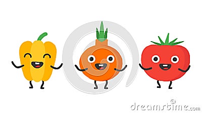 Set Dancing Vegetables Pepper Onion Tomato. Loop Animation. Alpha ...