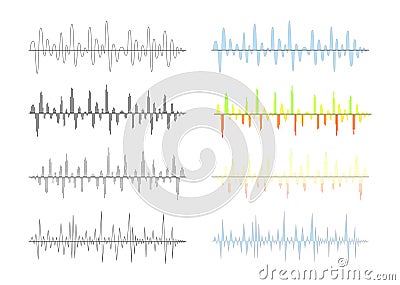 Set Of Different Analog And Digital Signal Waves Graphs On White Stock ...
