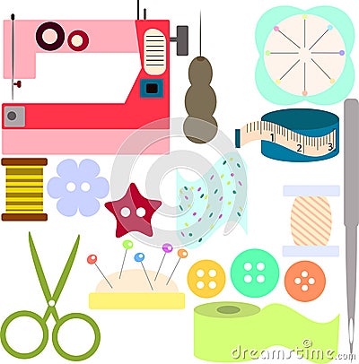 Set Of Different Sewing Tools Vector Illustration | CartoonDealer.com ...