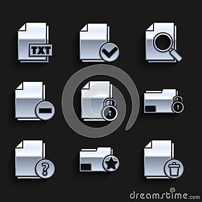 Set Document And Lock, Folder With Star, Delete File Document, Folder, Unknown, Minus, Search ...