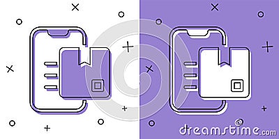 Set Document Tracking Marker System Icon Isolated On White And Purple ...