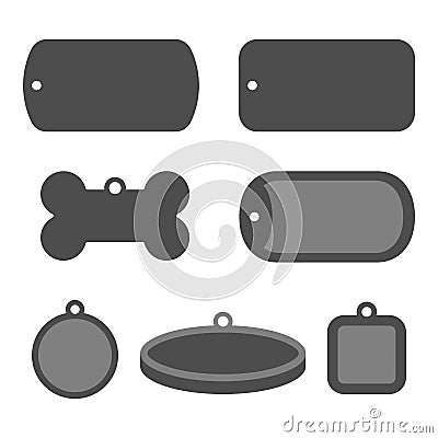 Set Of Dog Tag Id Badges. Identification Labels Vector Illustration ...