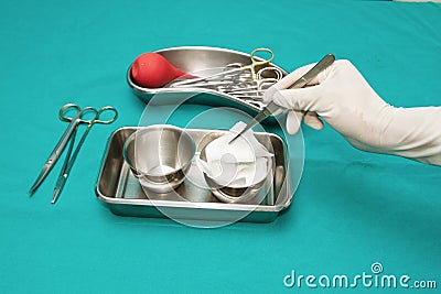 Set Of Dressing Wound Instrument With Doctor's Hand Royalty Free Stock ...