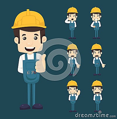 Set Of Engineer Characters Poses Cartoon Vector | CartoonDealer.com ...