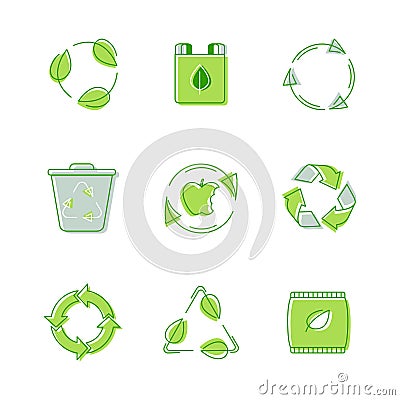 Set Environmental Labels, Recyclable Triangle Sign, Compostable Waste ...