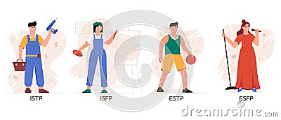 Set Of Explorers MBTI Person Types. Socionics Mbti. Personality Test ...