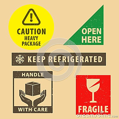 Set Of Fragile Sticker Keep Refrigerated And Case Icon Packaging ...