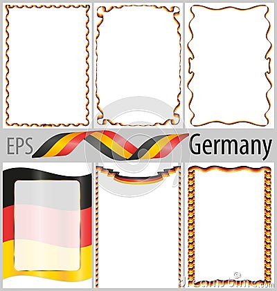 Set Of 6 Frames And Borders With Coloring Germany Flag Vector ...