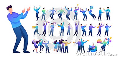 Set Of A Fun Teen Man. Presentation In Various In Various Poses And ...