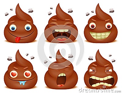 Set Of Funny Poo Emoticon Cartoon Characters Royalty-Free Stock Image ...