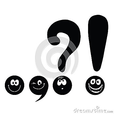 Set Of Funny Smiley Punctuation Cartoon Vector | CartoonDealer.com ...