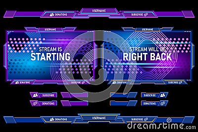 Set Futuristic Stream Overlay Geometric Frames Template Vector ...