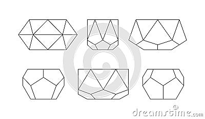 Set Of Geometric Flower Pots. Vector Outline Planters Mock Up ...