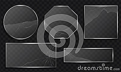 Set Of Glass Crack With Different Types Of Damage On Transparent ...