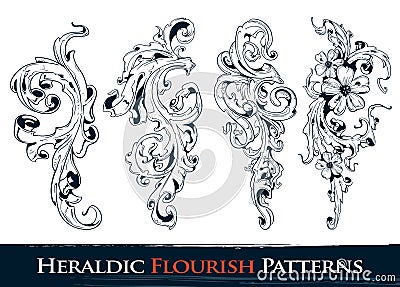 Set Of Heraldic Flourish Patterns Vector Illustration | CartoonDealer ...
