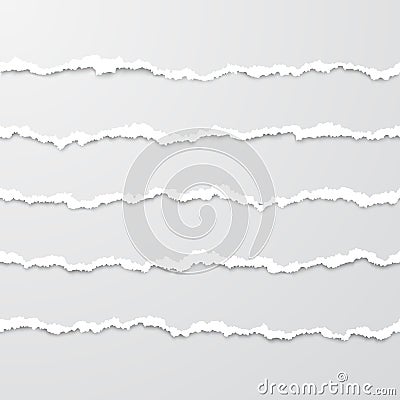 Set Of Horizontal Seamless Torn Paper Stripes With Shadow. Paper ...