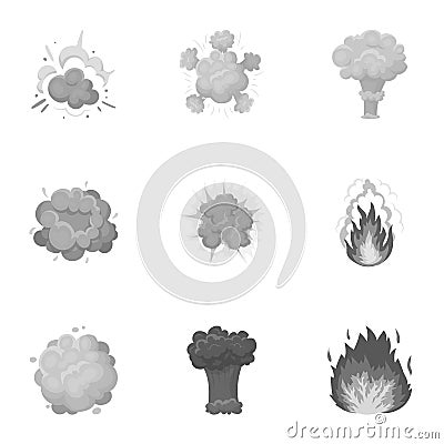 A Set Of Icons About The Explosion. Various Explosions, A Cloud Of ...