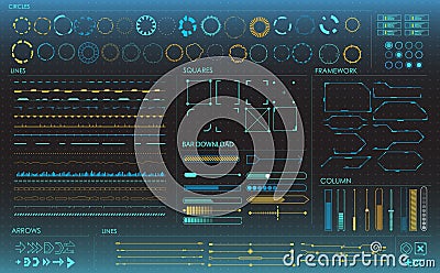 Set Of Infographic Elements. Head-up Display Elements For The Web And App. Futuristic User ...