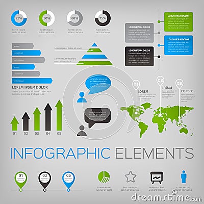 Set Of Infographic Vector Elements With World Map | CartoonDealer.com #52692372