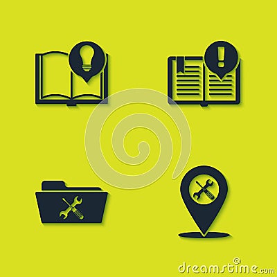 Set Interesting Facts, Location Service, Folder And Icon. Vector ...