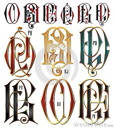 Set of Interlocking Letters Stock Vector - Illustration of alphabet ...