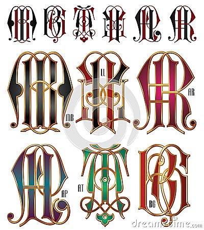 Set of Interlocking Letters Stock Vector - Illustration of alphabet ...