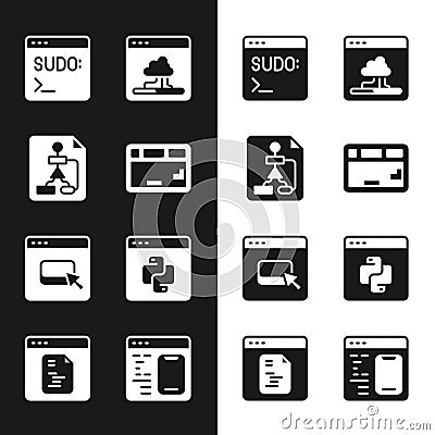 Set Keyboard, Flowchart, Code Terminal, Cloud Technology Data Transfer, Browser Files, Python ...