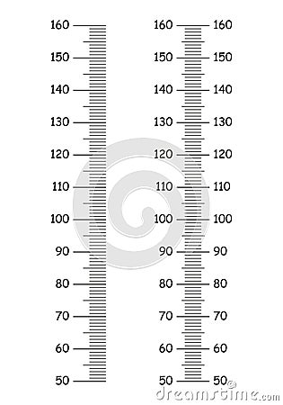 Set Of Kids Height Chart From 50 To 160 Centimeters. Meter Wall, Growth ...