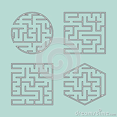 A Set Of Labyrinths For Children. A Square, A Circle, A Hexagon. A ...