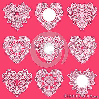 Set Stencil Lacy Hearts with Openwork Pattern Stock Vector ...