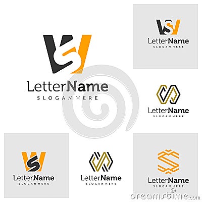Set Of Letter SW Logo Design Vector. Creative Initial SW Logo Concepts ...