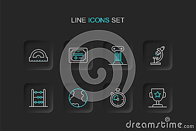 Set Line Award Cup, Stopwatch, Earth Globe, Abacus, Microscope, Law ...